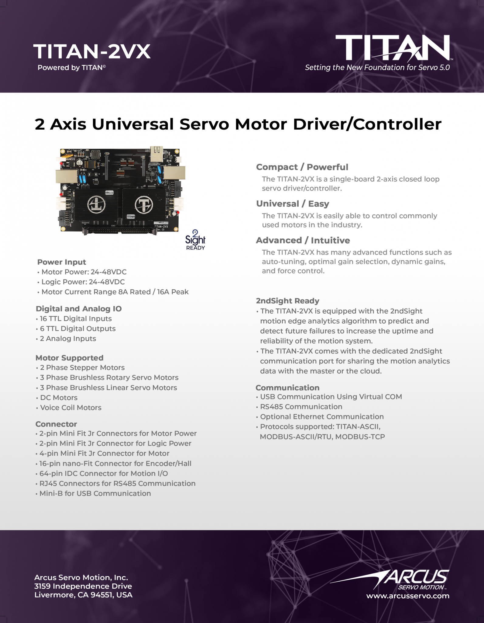 TITAN-2VX | 2-Axis Universal Servo Motor Driver/Controller