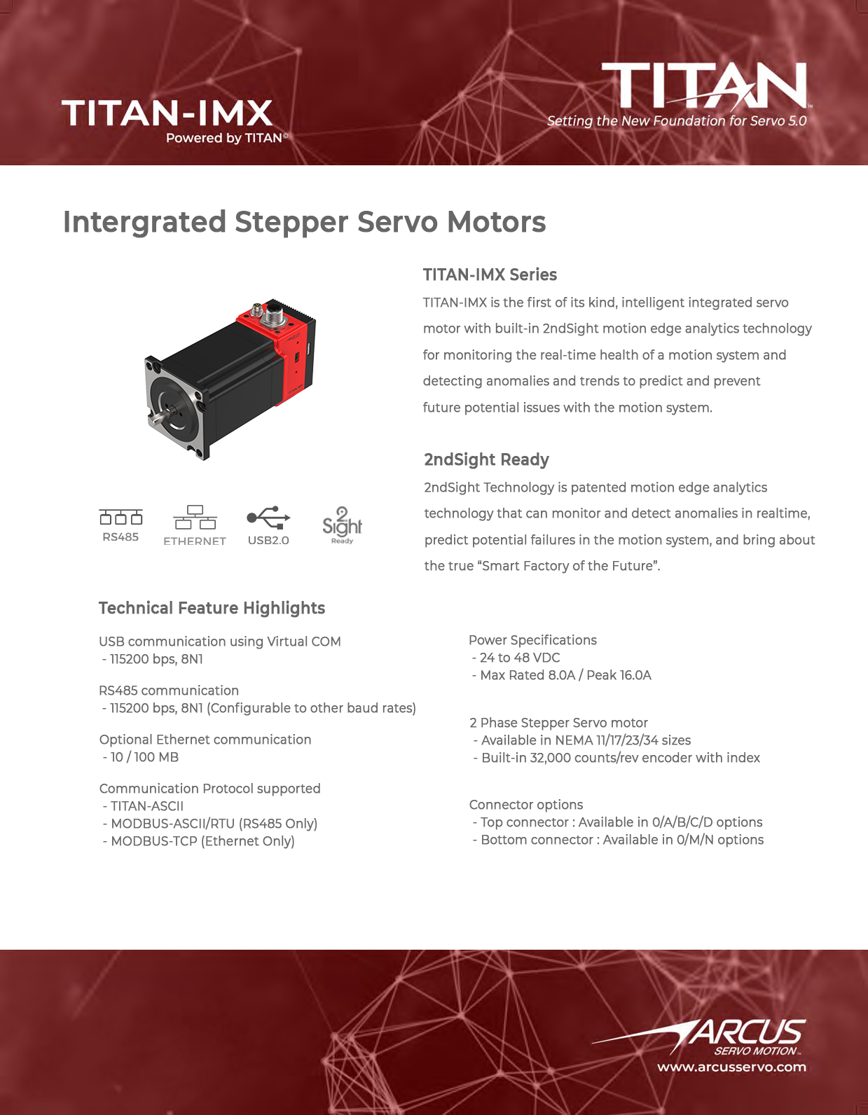 TITAN-IMX | Ethernet, USB, RS485 Integrated Stepper Servo Motors